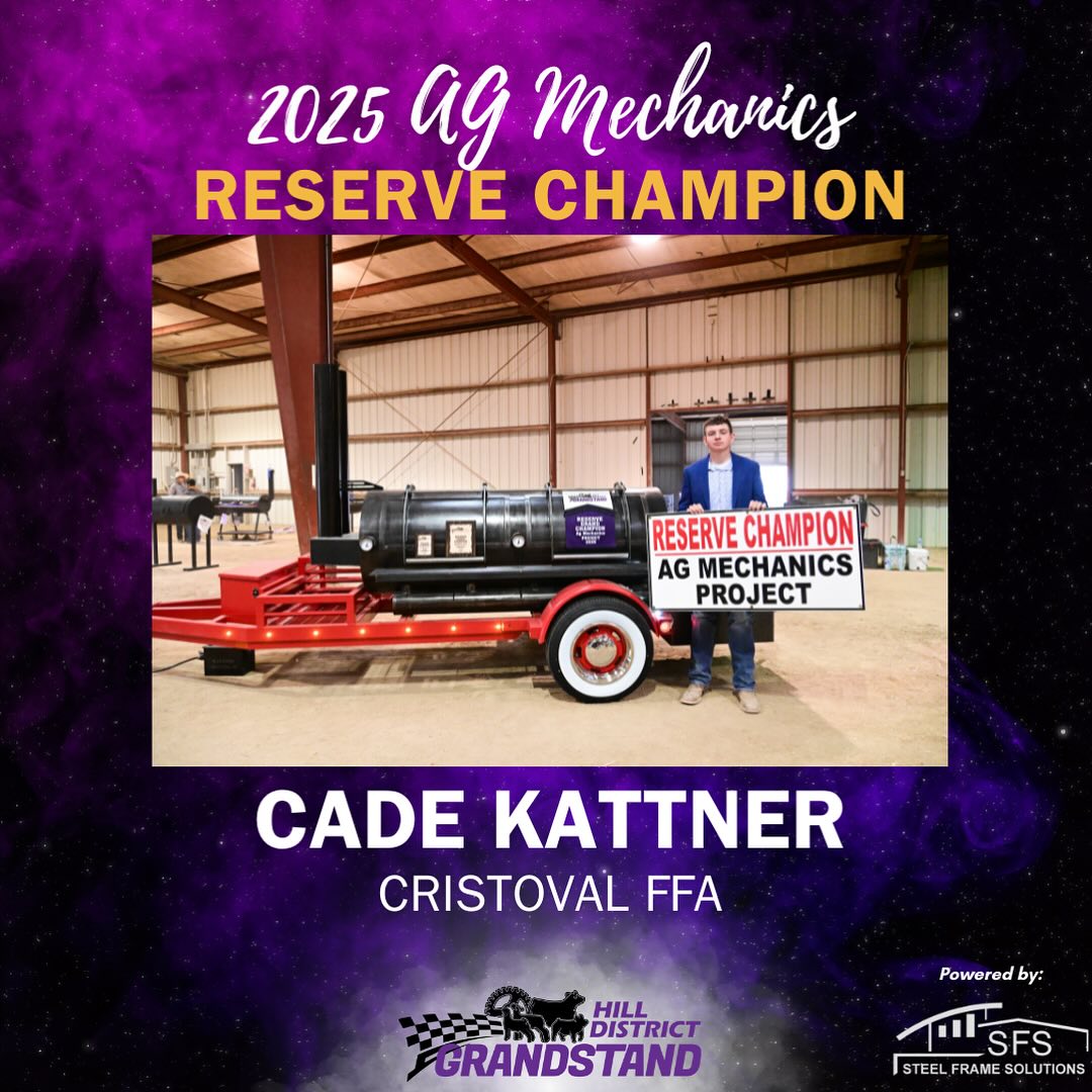 Cade Kattner: 2025 Ag Mechanics Reserve Champion - Hill District Grandstand